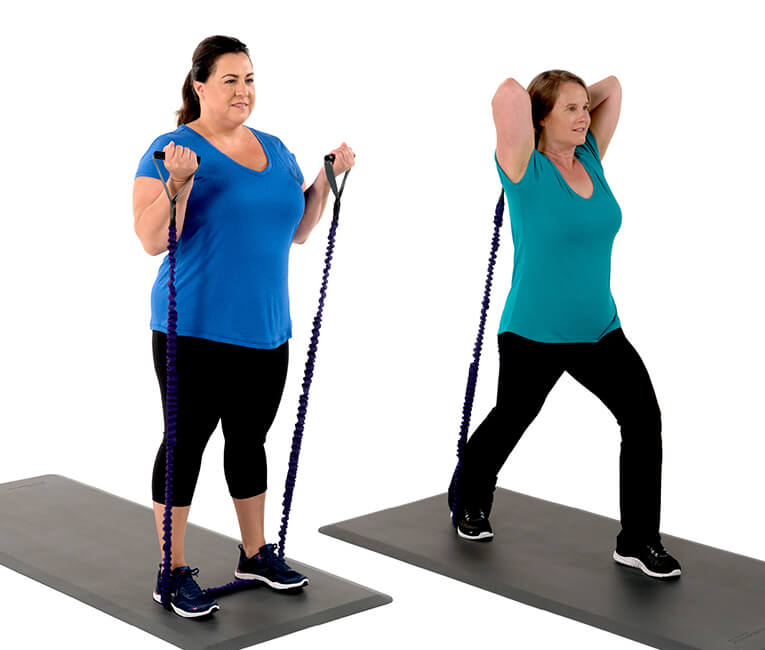 Bicep Curl and Triceps Extension w/ Resistance Band | Curves